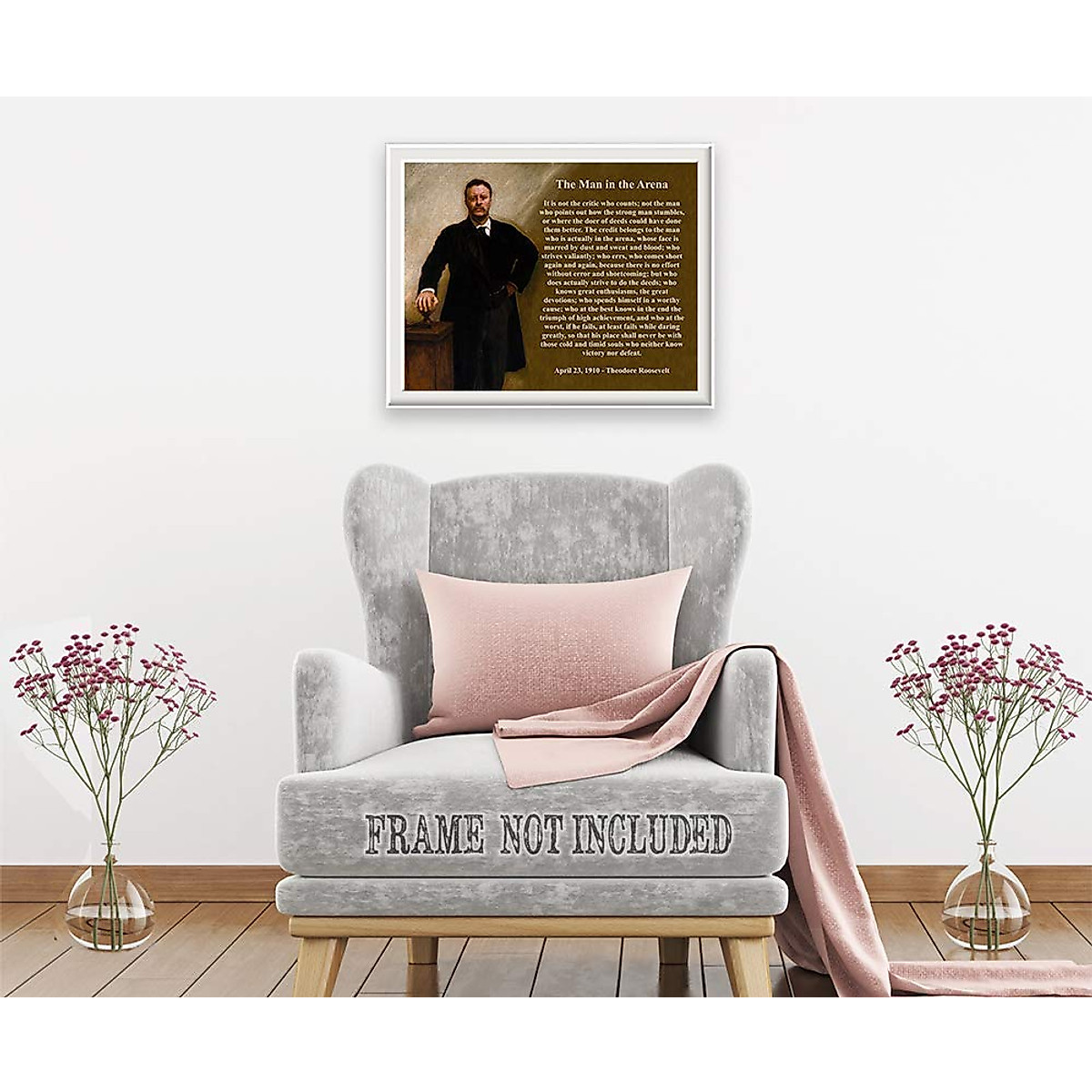 The Man in the Arena Print - Theodore Roosevelt Quote, Inspirational Home and Room Wall Decor, Motivational Poster Gifts, Men's Bedroom Decor, Choose Unframed Poster or Canvas Art Prints
