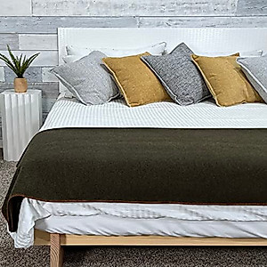 EKTOS Military Wool Blanket, 90" x 66", 100 Percent Wool Blanket, Army Surplus Wool Blanket (Olive Green, Twin Size)