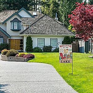 Welcome To The Lake Garden Flag Vertical Double Sided 28" x 40" Outdoor Patriotic Americana Decor for Homes and Gardens