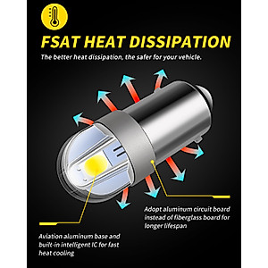 AUXLIGHT BA9S BA9 1895 1891 53 57 64111 3893 47830 Error Free LED Bulb, Super Bright 3030-SMD Interior Car Bulbs Replacemet for Dome Map License Plate Glove Box Lights (6000K White, Pack of 10)