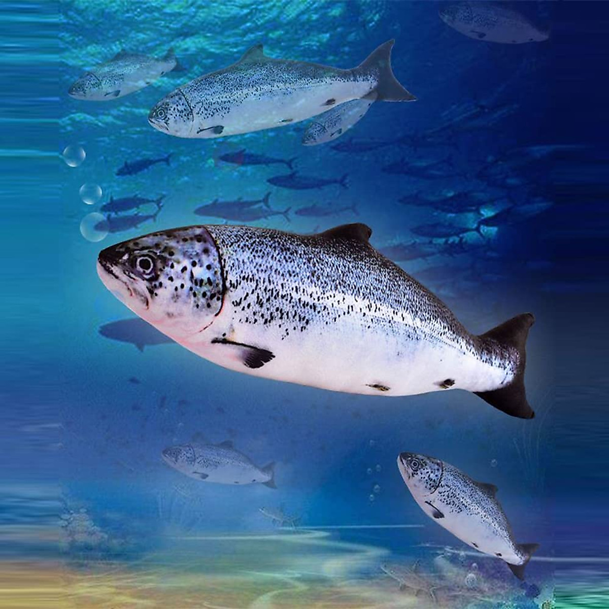 OUKEYI 31.5“Simulation Fish Plush Toy Pillow，Decorate Soft Fish Decorate Pillow Cushion Stuffed Decorate Oversized Pillow Creative Gift Home Decor (Salmon)