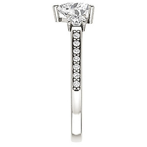 Moissanite Handmade Engagement Ring 3 CT Heart Cut Solitaire Wedding Ring Set for Women Propose Gifts VVS Colorless (925 Silver (White Gold Plated))