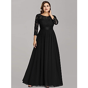 Ever-Pretty Women's Lace Sleeves Wedding Guest Dress Long Evening Bridesmaid Dress Black US24