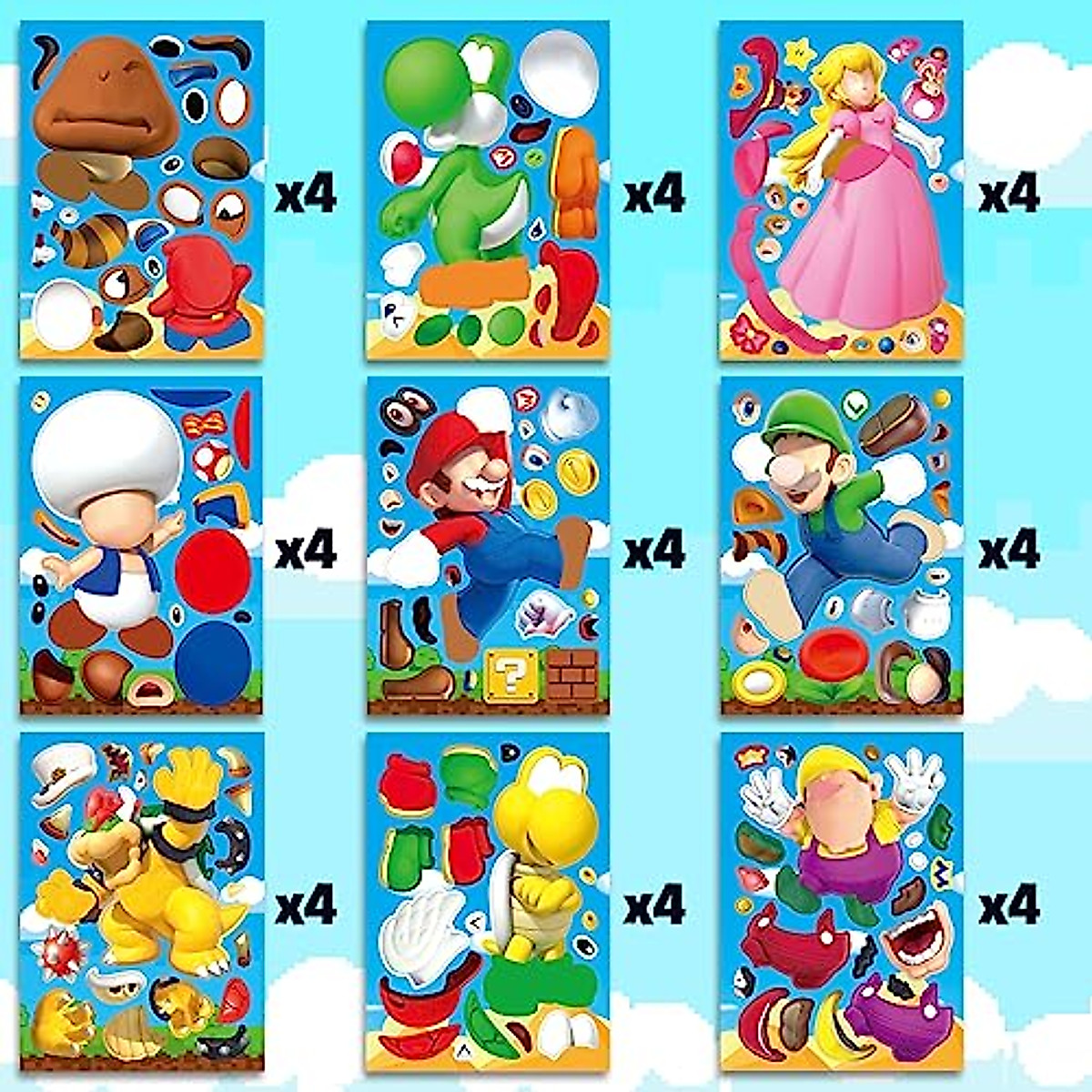 Video Game Make a Face Stickers Cute Funny Cartoon Brother Make Your Own Face Stickers for Kids Boys Girls Birthday Party Favors Goodie Bags Gifts Laptop Luggage Notebook Room Wall Reward Stickers