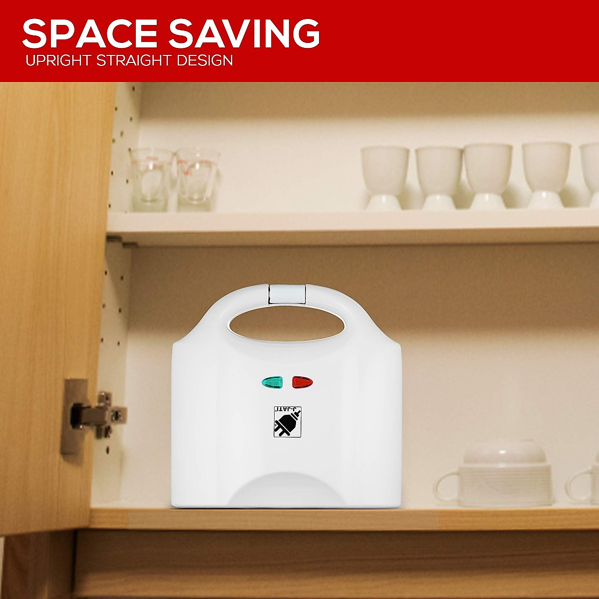 J-Jati Sandwich Maker, Panini Press + Electric Sandwich Maker Toasting, Grilling, Waffles, Omelettes, Breakfast, Lunch, dinner, Sandwich Toaster, white