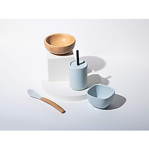 Avanchy Bamboo La Petite Family Collections Gift Set Green - Includes Mini Bamboo Bowl, Silicone Bowl, Silicone Cup, and Bamboo Baby and Infant Spoons - Baby Dishes Set - Baby Shower Gifts