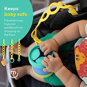 morepeas On-The-Go Tether - Stretchable Silicone Teether & Pacifier Clip - Baby Travel Essential - Stroller, Car Seat & Highchair Accessory