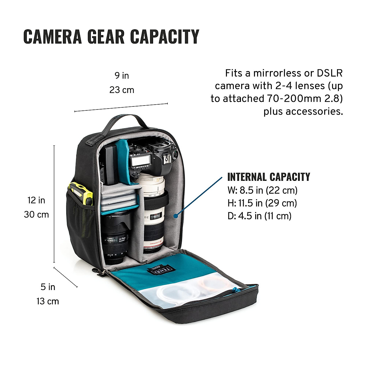 Tenba BYOB 10 DSLR Backpack Insert - Turns any bag into a camera bag for DSLR and Mirrorless cameras and lenses – Black (636-624)