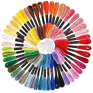 Caydo Embroidery Floss 50 Skeins Cross Stitch Thread, Friendship Bracelets String with 12 Pieces Floss Bobbins