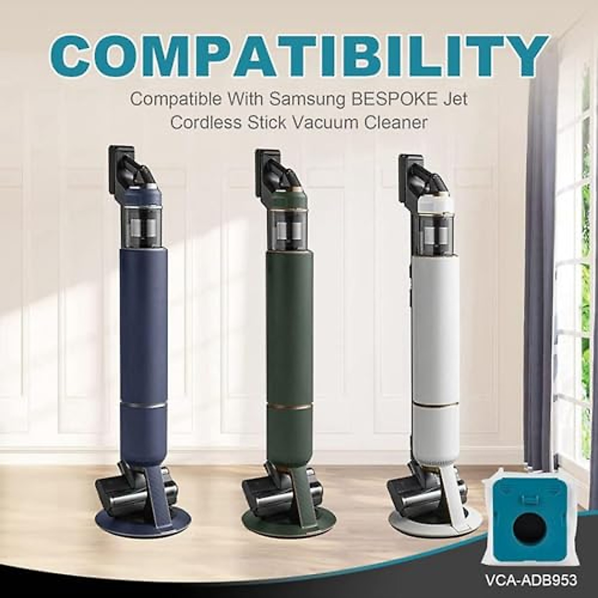 4 Pcs VCA-ADB95 Dust Bags for SAMSUNG Bespoke Jet Cordless Stick Vacuum Cleaner Dirt Disposal Bag Replacement Accessories Parts