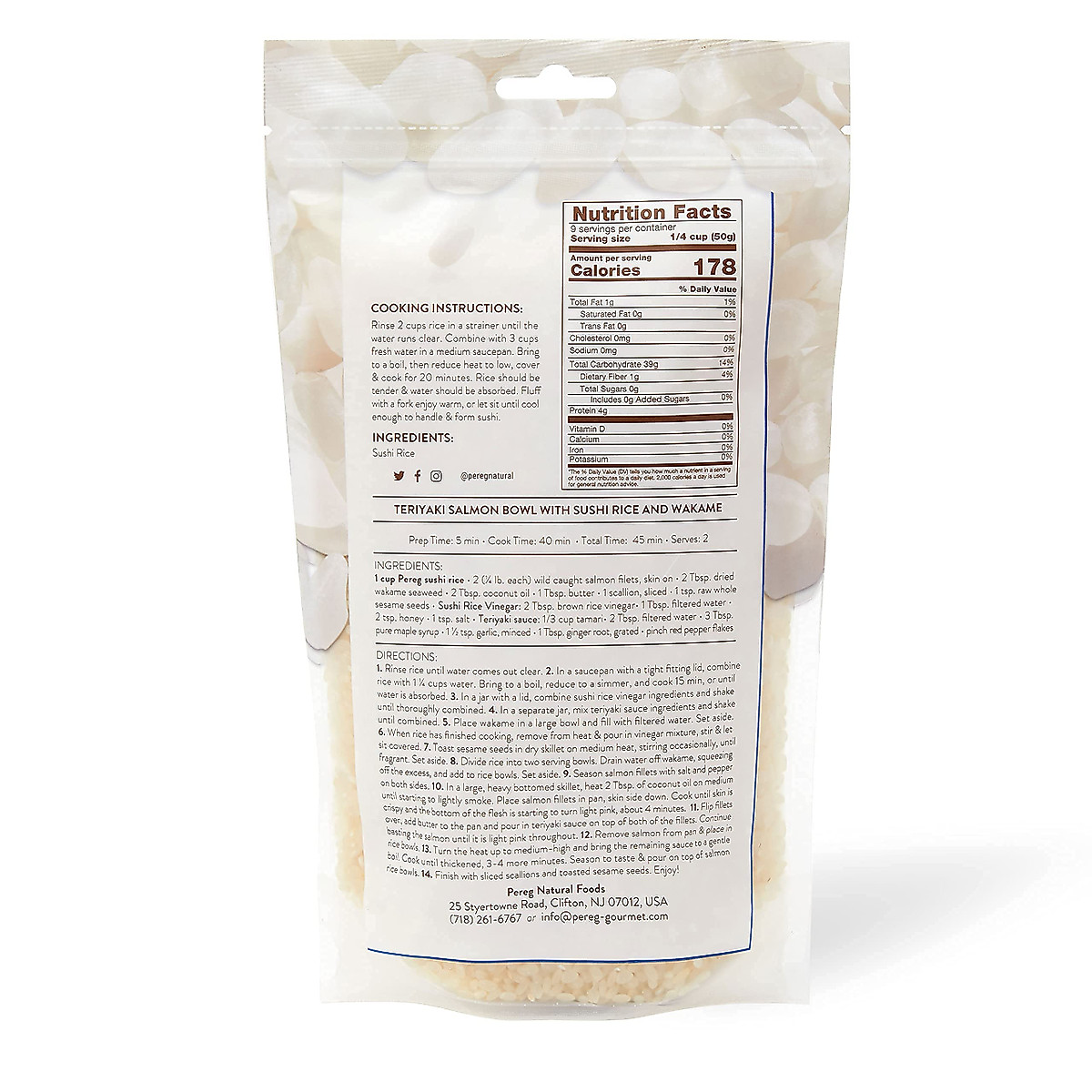 Sushi Rice (16 oz) - White Sticky Short Grain - Vegan, Non-GMO, made in USA - Sushi, Rice Ball, and everyday Japanese dishes - Resealable Packaging