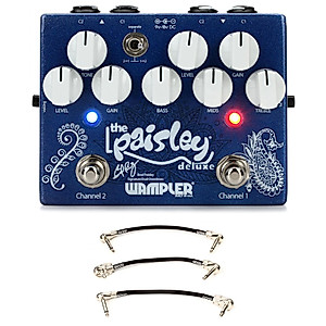 Wampler Paisley Drive Deluxe Overdrive Pedal with 3 Patch Cables Bundle