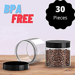 MABUA 6 oz Plastic Containers with Lids 30 Pack BPA Free, Clear Empty Refillable Round Sugar Scrub small Plastic Jars with Lids for Cosmetics, Lotions, Body Butters, Liquid Slime & Beauty Product