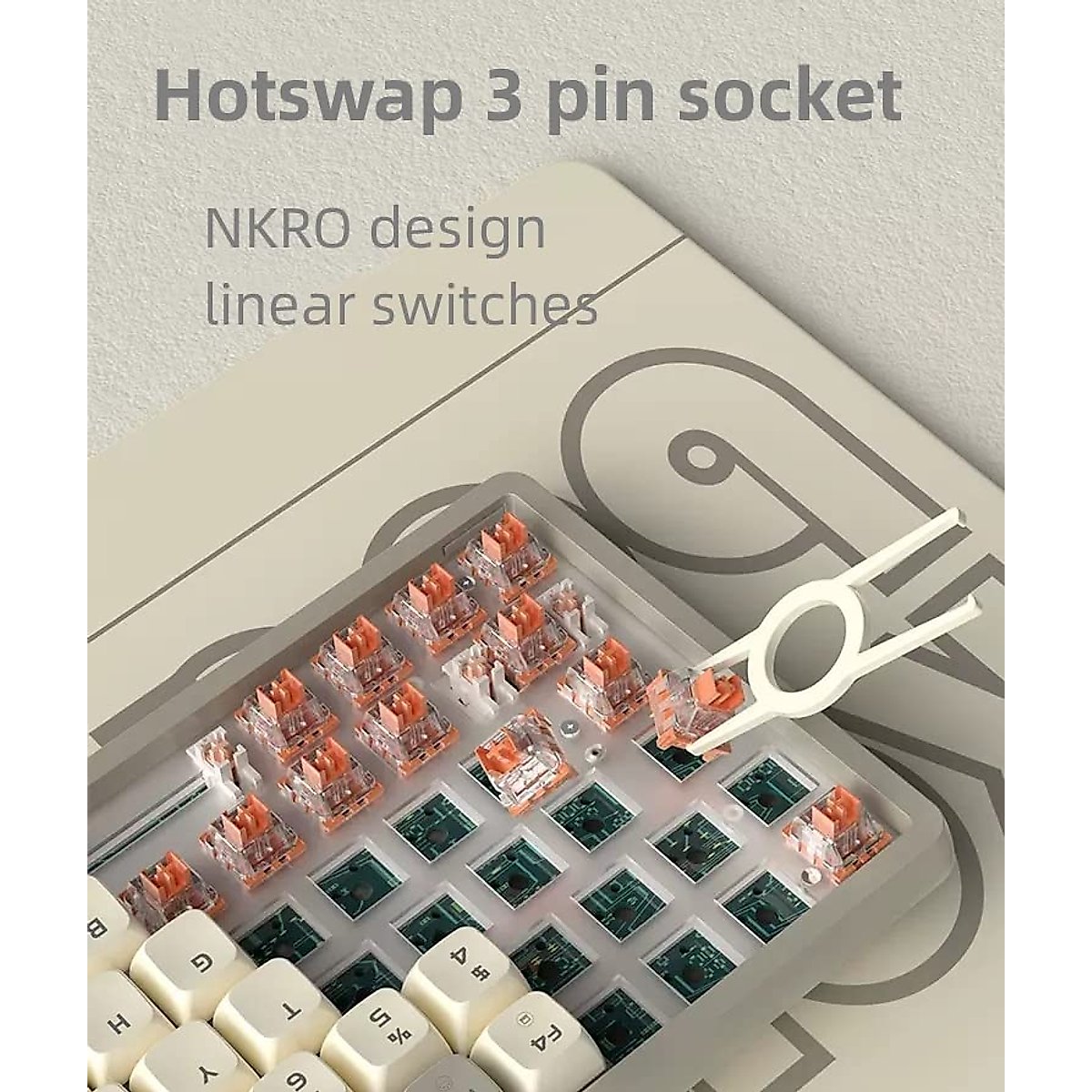 Cmokifuly GK102 Wired Mechanical Keyboard,Hotswap Linear Switch Keyboard RGB Backlits MDA Profile Keycap Gaming Keyboard for Mac/Win System Compact Mechanical Keyboard (Creamy Rider 102 Keys)
