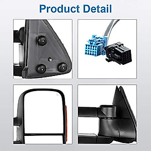 ECCPP Towing Mirrors Pair Set Replacement fit for 2003-06 for Chevy Silverado 1500 2500 HD 3500 Suburban 1500 2500 Tahoe for GMC Sierra Yukon Power Heated Signal Black Manual Telescoping Tow Mirrors