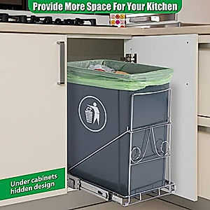 WHITE TIGER Pull Out Trash Can Under Cabinet Slide Out Shelf, Under Sink Garbage Trash Can Sliding Shelf Organizer for Kitchen Cabinet/Sink Cabinet /Laundry Hamper Cabinet (Trash Can Not Included)