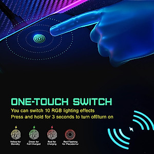 GIM Wireless Charging RGB Gaming Mouse Pad 10W, LED Mouse Mat 800x300x4MM, 10 Light Modes Extra Large Mousepad Non-Slip Rubber Base Computer Keyboard Mat for Gaming, MacBook, PC, Laptop, Desk