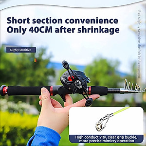 SupsShop Portable Fishing Rod Reel Combos 2.1m/6.9ft Telescopic Carbon Fiber Light Weight Fishing Pole with Fishing Reel Lures Pocket Tackle Box Spinning Rod with Double Layer Carrier Bag for Travel