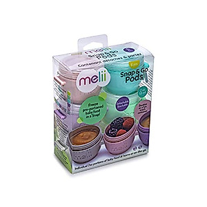 melii Snap & Go Baby Food Storage Containers with lids, Snack Containers, Freezer safe - Set of 6, 2oz