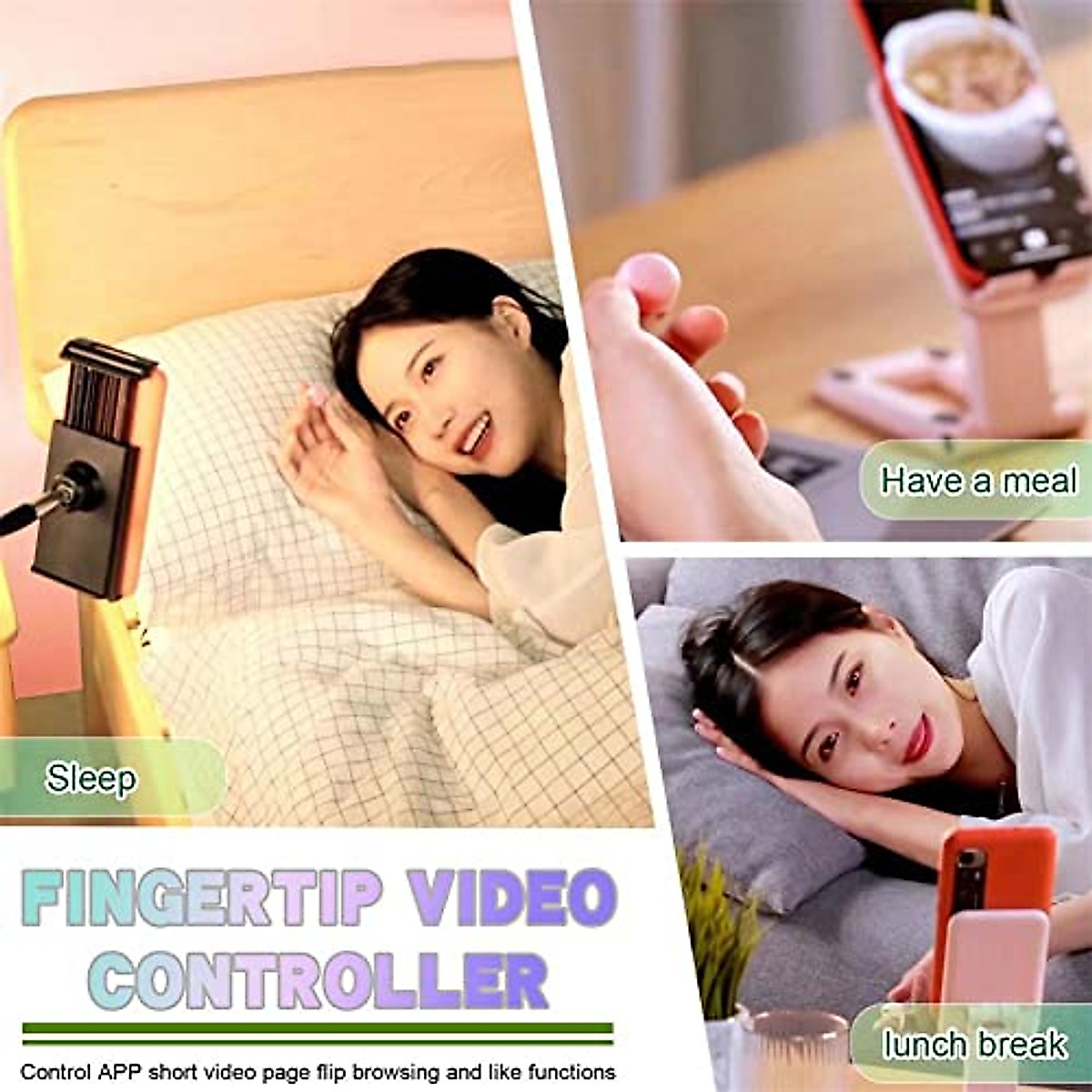 Bluetooth Control Ring for Tiktok,Cell Phone Remote Control Ring,Page Turner Remote Camera Shutter Selfie Fingertip Video Controller for Cell Phone