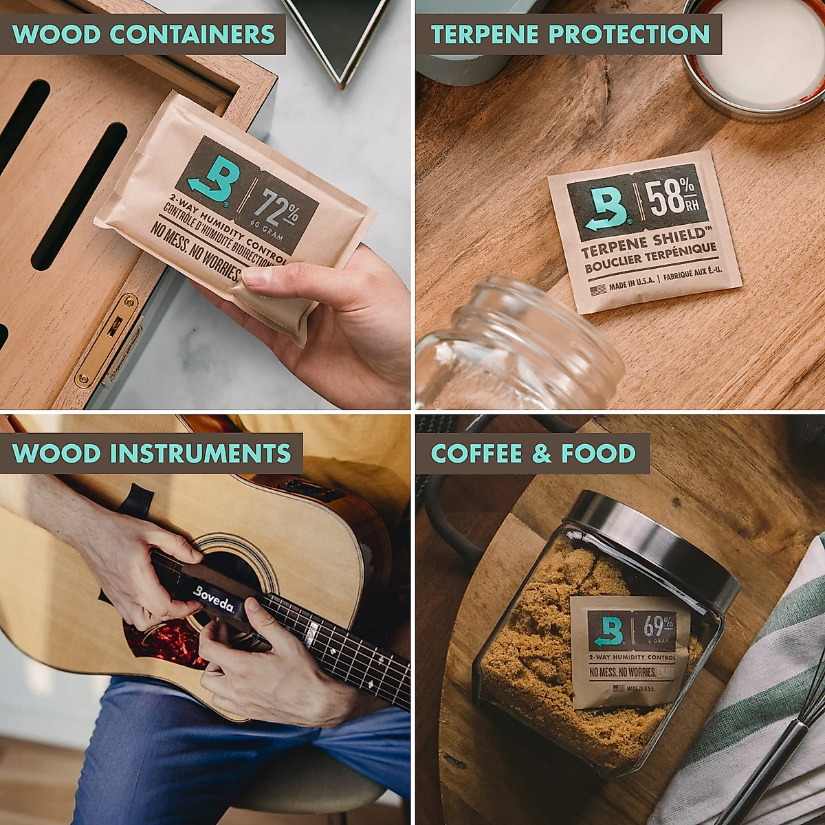 Boveda Wooden Music Instruments - 84% RH 2-Way Humidity Control - Size 8 For Wooden Instruments – Protects All Wood Instruments For Optimal Sound – Prevents Cracking & Warping Of Guitars – 10 Count