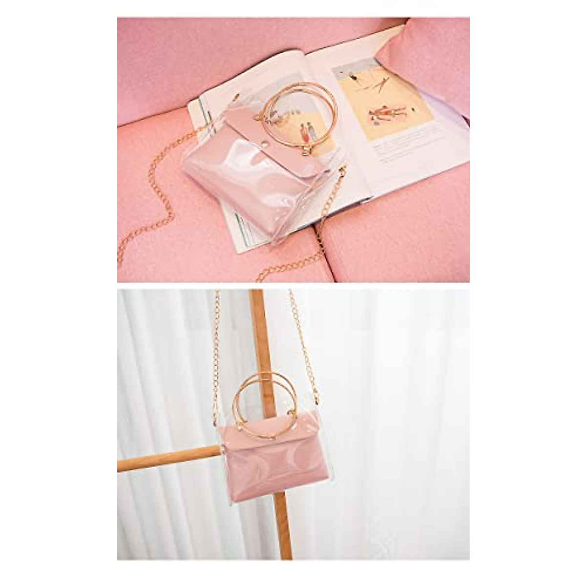 Floette Small Clear Purse Clear Crossbody Bag Clear Handbag Clear Clutch Stadium Approved for Concert Sport Event Festival (A06)