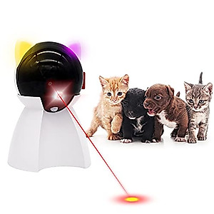 Cat Toy Interactive Automatic, Motion Activated Laser Toy for Indoor Cats/Dogs/Kitten/Kitty, USB Rechargeable, Auto On/Off, Fast and Slow Random Pattern, Silent Pet Laser Pointer Toy (P08)