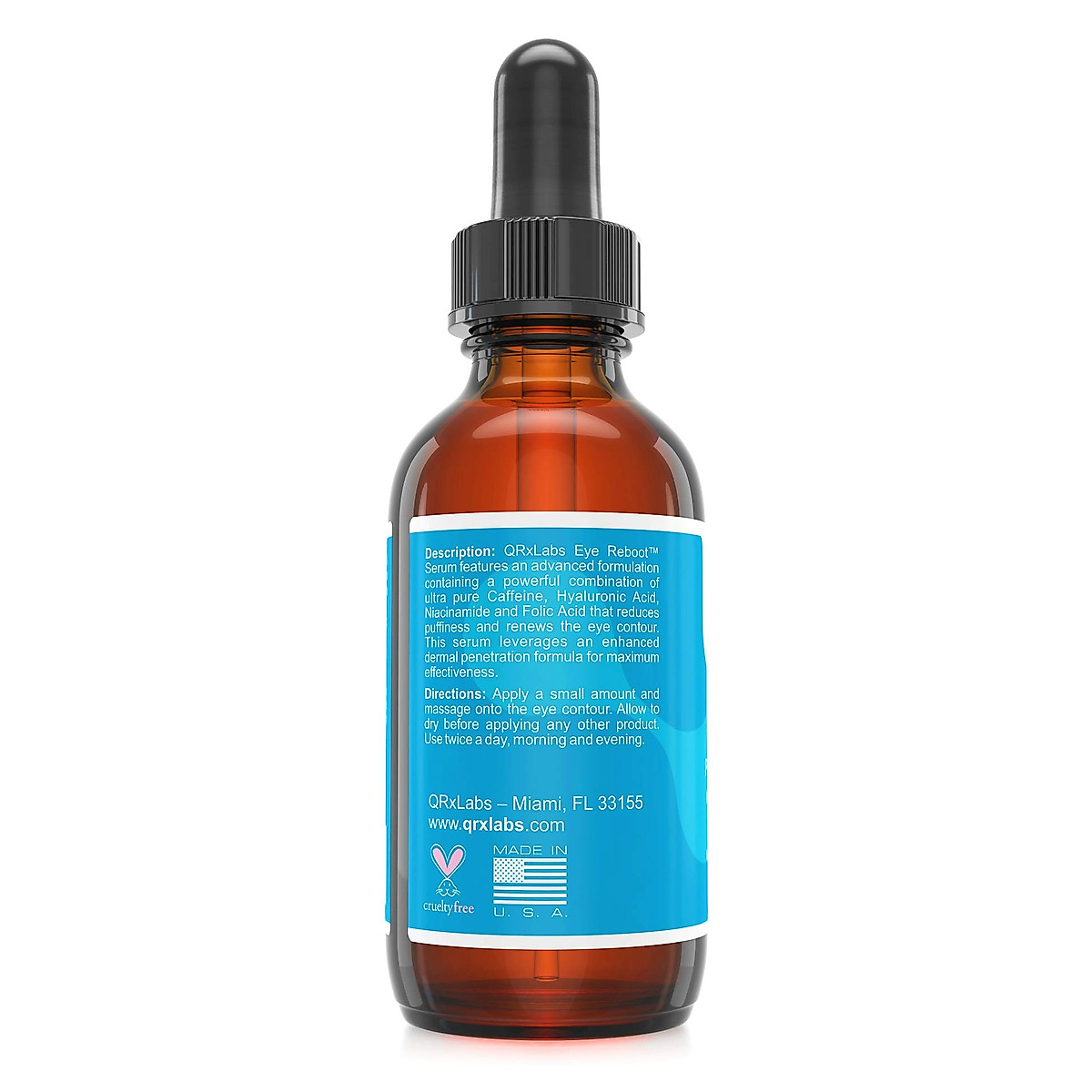 Eye Reboot Serum with 6% Caffeine, Hyaluronic Acid, Rosehip Oil, Retinol, Niacinamide & Folic Acid - Reduces Puffiness, Dark Circles, Crow Feet, Wrinkles and Fine Lines Around The Eyes - 1 oz / 30 ml