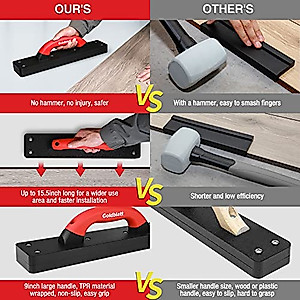 Goldblatt Tapping Block for Vinyl Plank Flooring, Heavy Duty Hammer-Free Flooring Installation Tool with 9" Large Soft-Grip Handle for Installing Laminate, Hardwood, LVP, LVT or Engineered Wood
