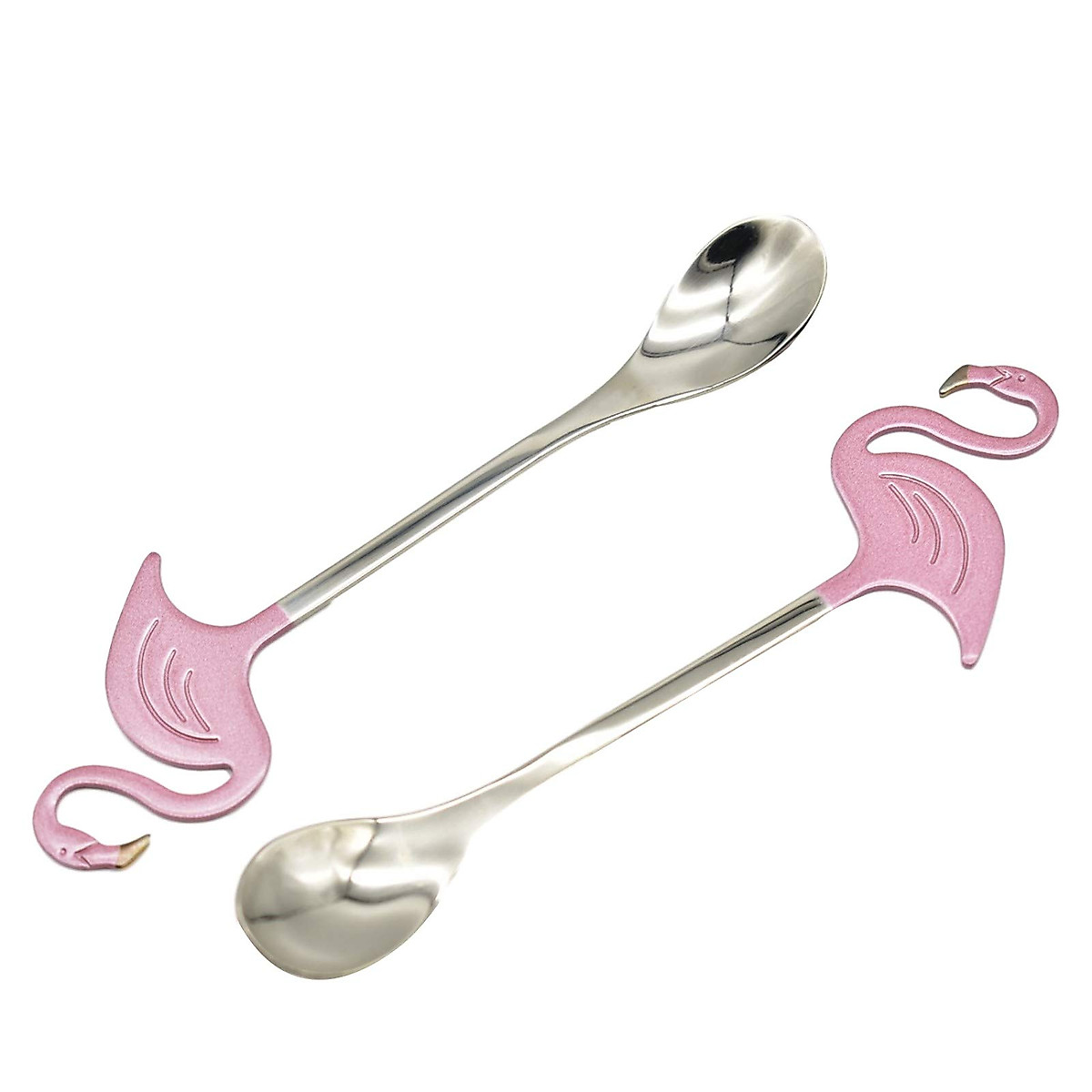 Maydahui 2PCS Flamingo Spoons 5.1 inch Animal Spoon18/10（304）Stainless Steel Dessert Coffee Stirring Spoon Teaspoon Tableware Kitchen Tools