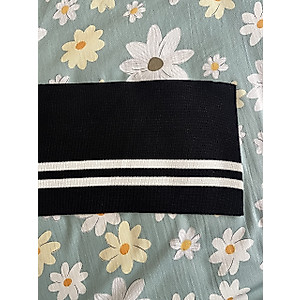 TinaKim Ribbing Knit Fabric, for Waistbands Collar Cuffs Sewing Material (White and Black, 40x8in)