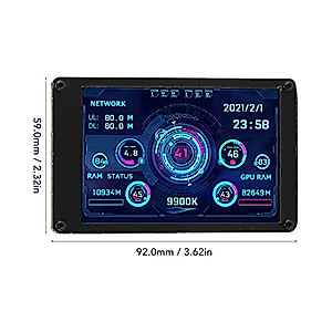 Zunate 3.5 Inch Computer Temp Monitor, IPS USB Mini Screen PC CPU RAM HDD Data Monitor, PC Sensor Panel Display, PC Temperature Display for PC ARGB Computer Case