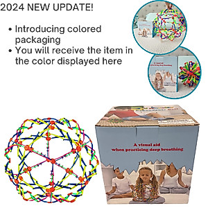 4E's Novelty Expandable Breathing Ball - Stress Reliever Fidget Toys Expands from 6 to 12" for Yoga, Anxiety, Relaxation - Expanding Sphere for Kids & Adult Gift Idea