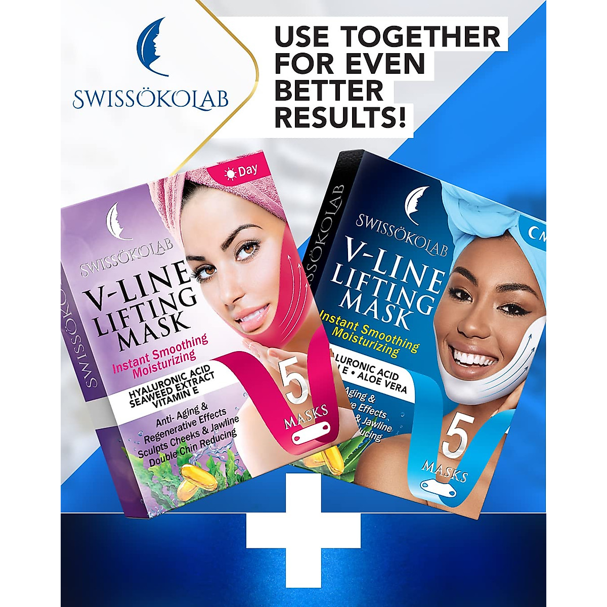 SWISSÖKOLAB Double Chin Reducer V Line Lifting Mask Face Slimming Strap Chin Neck V Shaped Lift Tape Chin Up Patch V Up Contour Tightening Firming