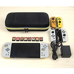 ButterFox Large Carrying Case for Hori Split Pad Compact, Fits Charger, 10 Game Holders (8 Physical + 2 Digital) - Black/Yellow