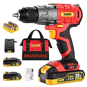 Cordless Drill Set, 20V Brushless Drill Driver, 2x 2.0Ah Li-ion Batteries, 530 In-lbs Torque, 1/2” All-metal Chuck, 21+1 Torque Settings, 0-1500RPM Variable Speed, 33pcs Accessories with Case