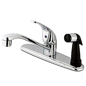 Kingston Brass KB5730 Chatham Single Lever Handle Kitchen Faucet with Deck Sprayer, 8-Inch, Polished Chrome