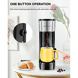 Vimukun Single Serve Coffee Maker Coffee Brewer Compatible with K-Cup Single Cup Capsule, Single Cup Coffee Makers Brewer with 6 to 14oz Reservoir, Tall Size KCM010A (Black)