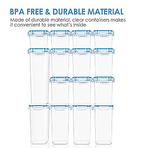 Vtopmart Airtight Food Storage Containers Set with Lids, 15pcs BPA Free Plastic Dry Food Canisters for Kitchen Pantry Organization and Storage, Dishwasher safe,Include 24 Labels, Blue