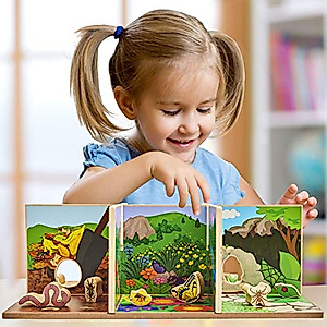 THE FRECKLED FROG Pretend 'N' Play Minibeasts - Set of 11 Bug Blocks Plus Illustrated Habitat Pieces - Ages 2+ - Wooden Insect Block Play Toy for Toddlers