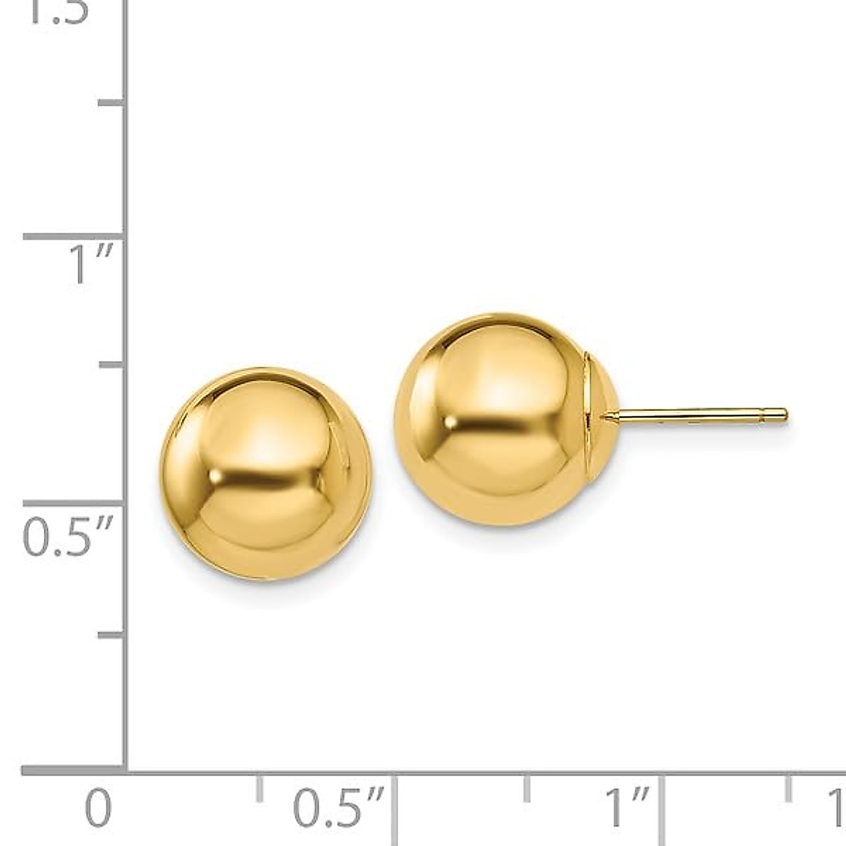 14K Yellow Gold 10mm Ball Stud Earrings