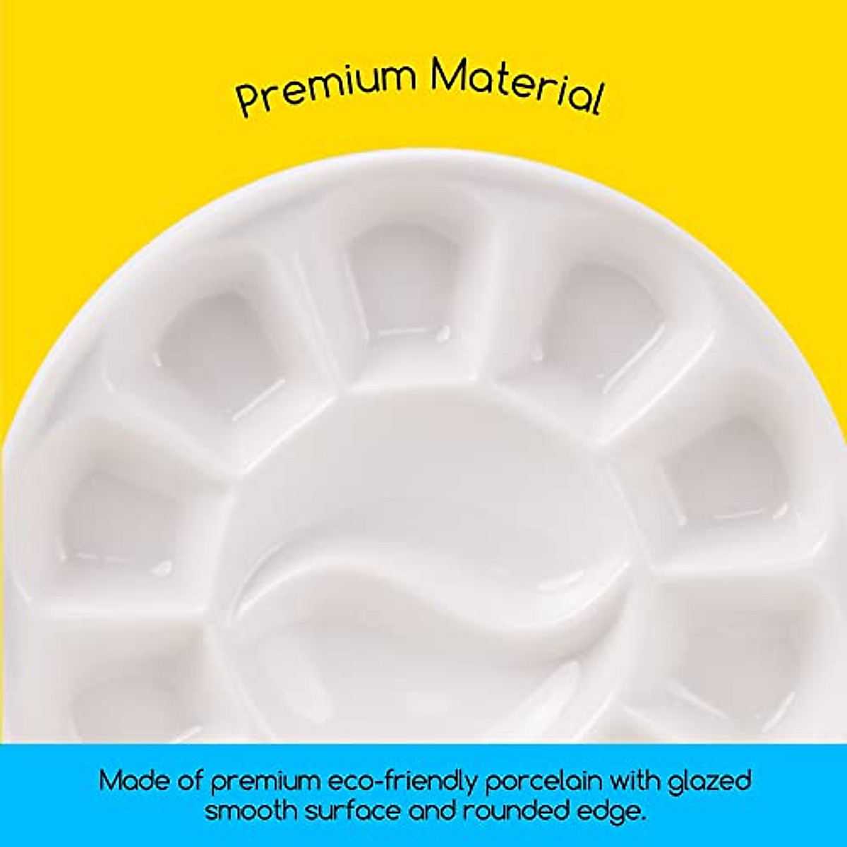 MEEDEN 12-Well Round Porcelain Watercolor Paint Palette for Watercolor Gouache Acrylic Oil Painting, 7-Inch