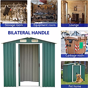 Kinfant Outdoor Storage Garden Shed - 6 x 4 Feet Utility Tool Shed Metal Shed with Vents