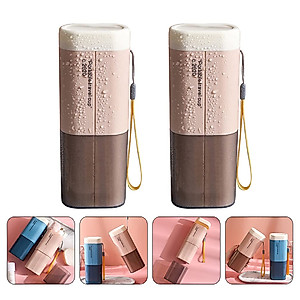 2pcs Travel Toothbrush Cases Plastic 2 in 1 Toothpaste Toothbrush Holder Gargle Cup Toothbrush Storage Box with Handle for Outdoor Camping Trip Pink