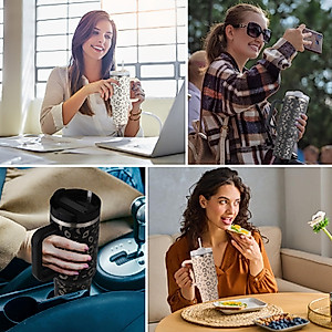 cenivi 40 Oz Tumbler With Handle And Straw, Stainless Steel Tumbler With Lid And Straw Vacuum Insulated Travel Mug 2-In-1 Lid (Straw/Flip) Cup For Hot Cold Beverages,Car,Home,Office, Dishwasher Safe