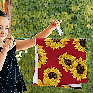 Kigai Towels Sunflower Pattern Kitchen Towels 100% Cotton Soft & Absorbent Towels for Bathroom Thick Plush Hand Towel Beach, Pool, Gym, Yoga Quick Dry Towel Set 28.3x14.4in