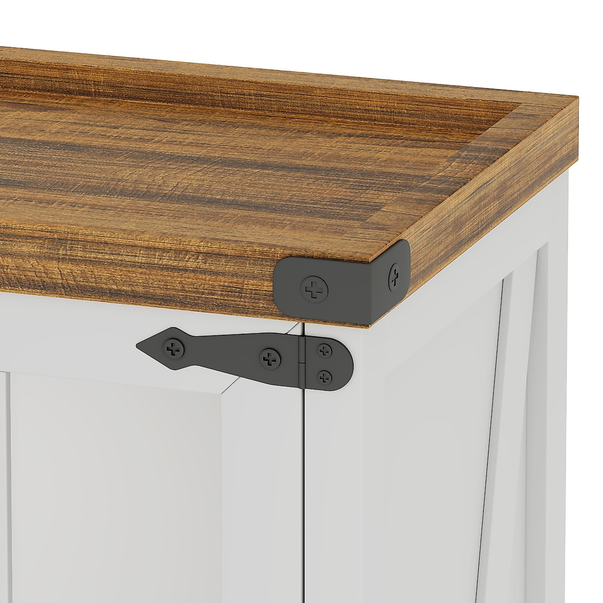 FREDEES Over The Toilet Storage Cabinet with Shelves & Doors, Toilet Shelf Space Saver with Anti-Tip Design & Ceiling Light, Free Standing Over Toilet Bathroom Organizer, White