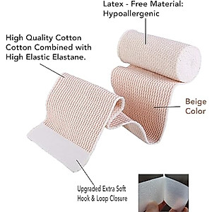 Medline Matrix Wrap Elastic Bandage with Hook and Loop Closure, Non-Sterile, 4" x 5 yd, White/Beige (Pack of 10)