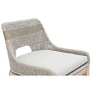 Home Square 3 Piece Upholstered Patio Counter Stool Set in Taupe and White