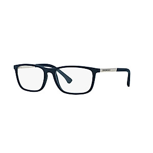 Emporio Armani Men's EA3069 Rectangular Sunglasses, Rubber Blue/Demo Lens, 55 mm